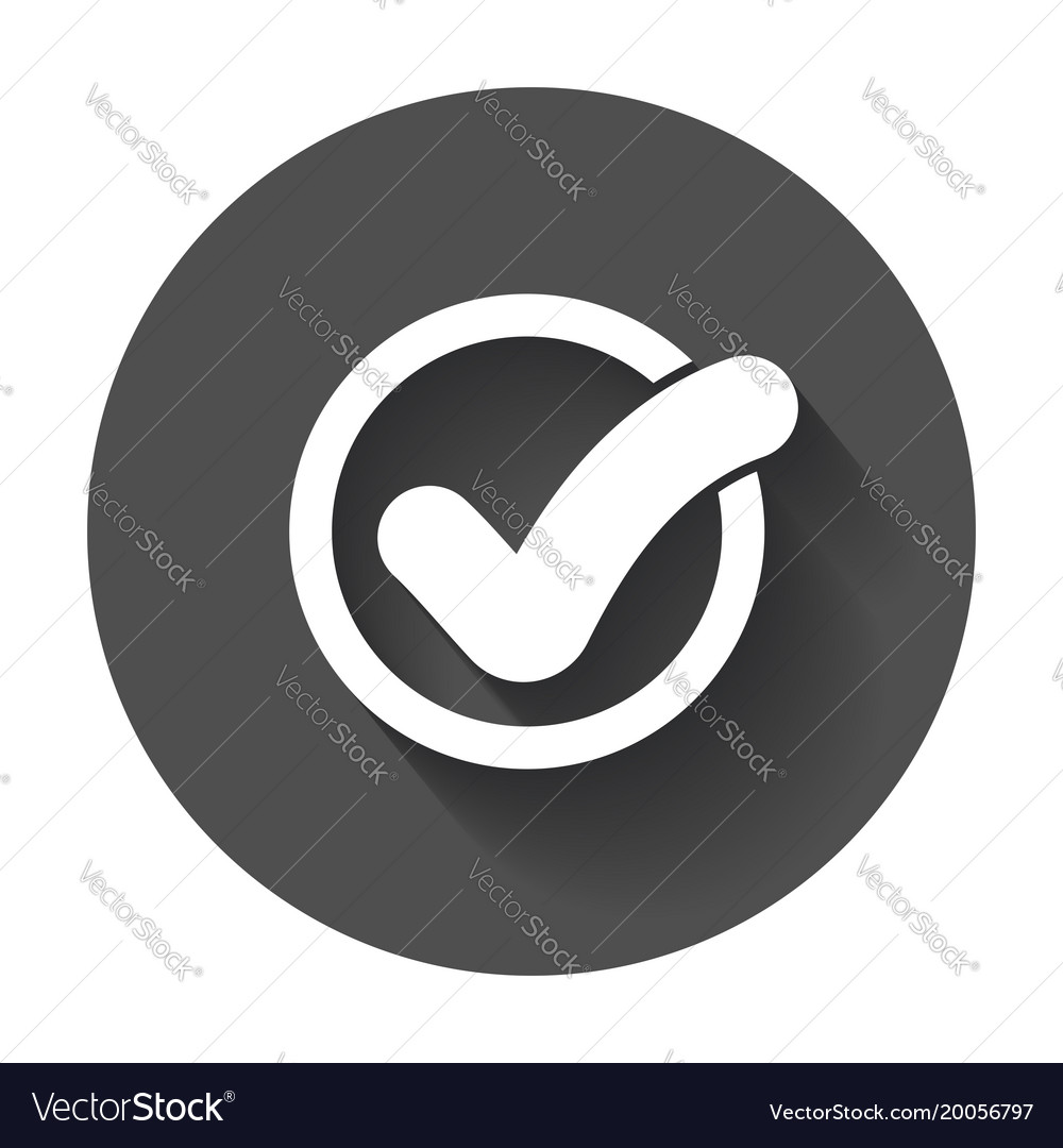 Check mark button flat icon with long shadow Vector Image
