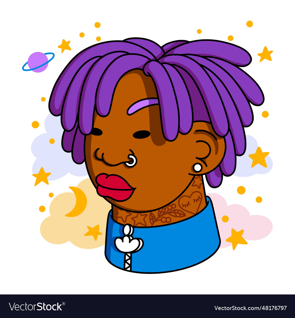 Dark Skinned Woman Portrait Avatar Of Girl Vector Image