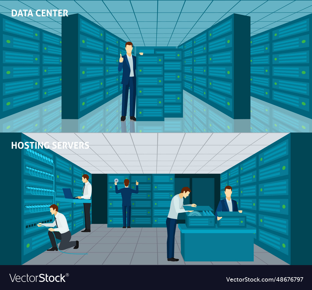 Datacenter banner set Royalty Free Vector Image
