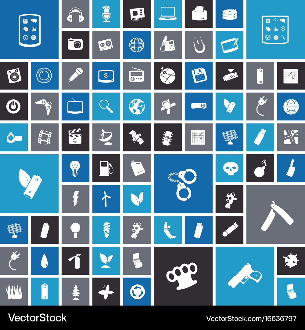 Flat design icons for technology and energy Vector Image