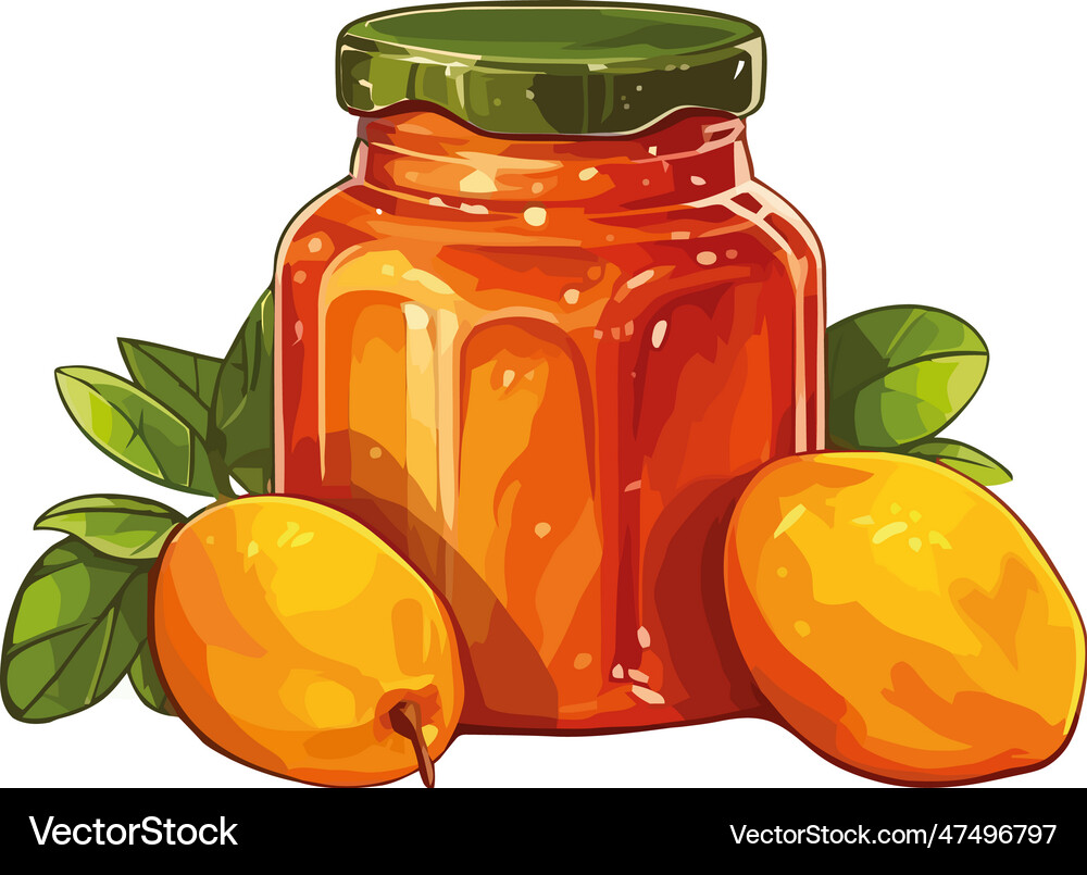 Hand painted fruit sketch on organic jar label Vector Image