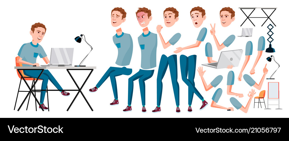 Office worker face emotions various Royalty Free Vector