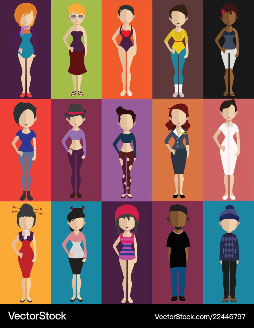People avatar with full body and torso variations Vector Image