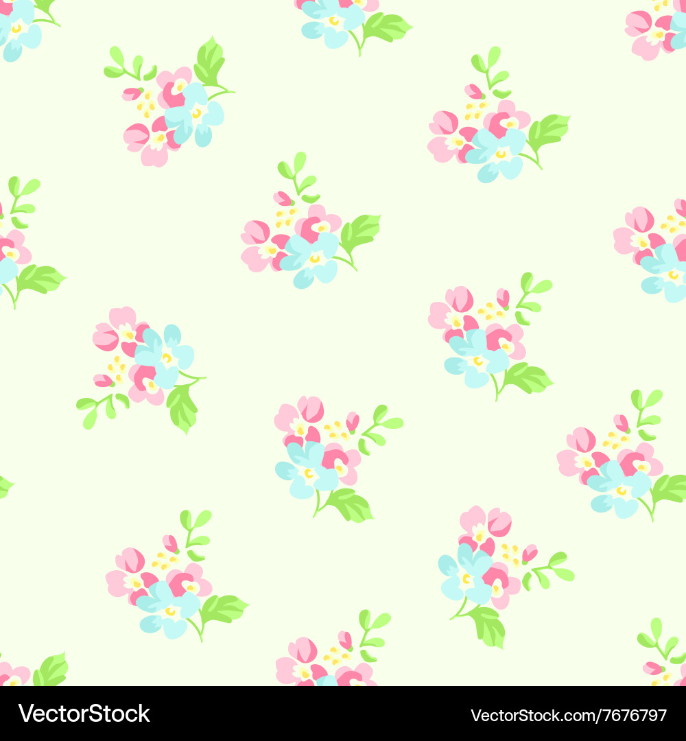 Seamless floral pattern with little pink and blue Vector Image
