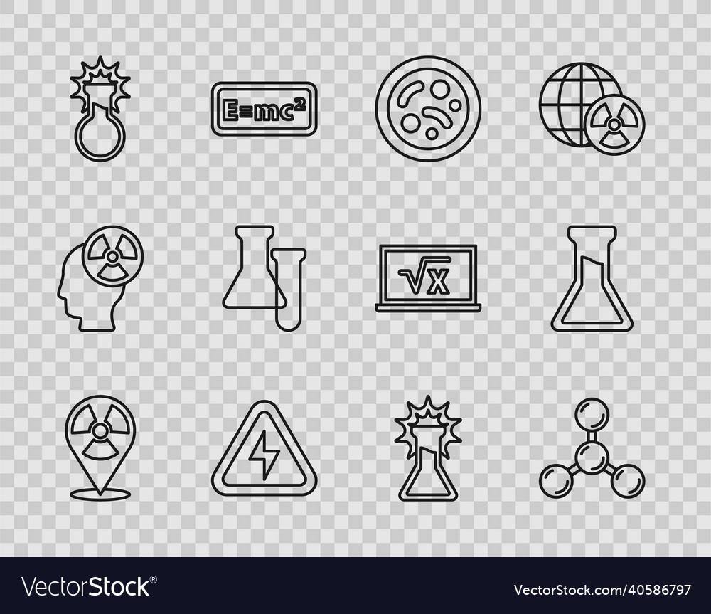 Set Line Radioactive In Location Molecule Vector Image