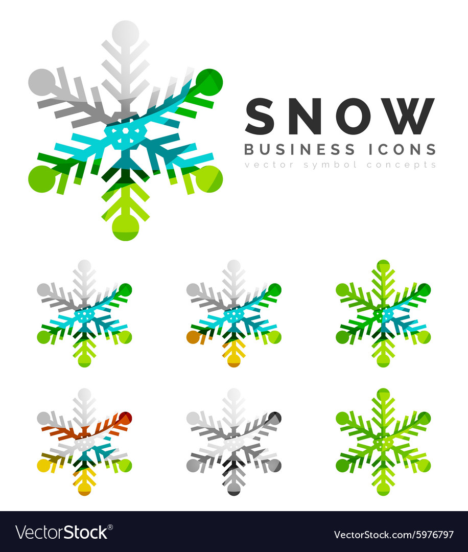 Set of abstract colorful snowflake logo icons Vector Image