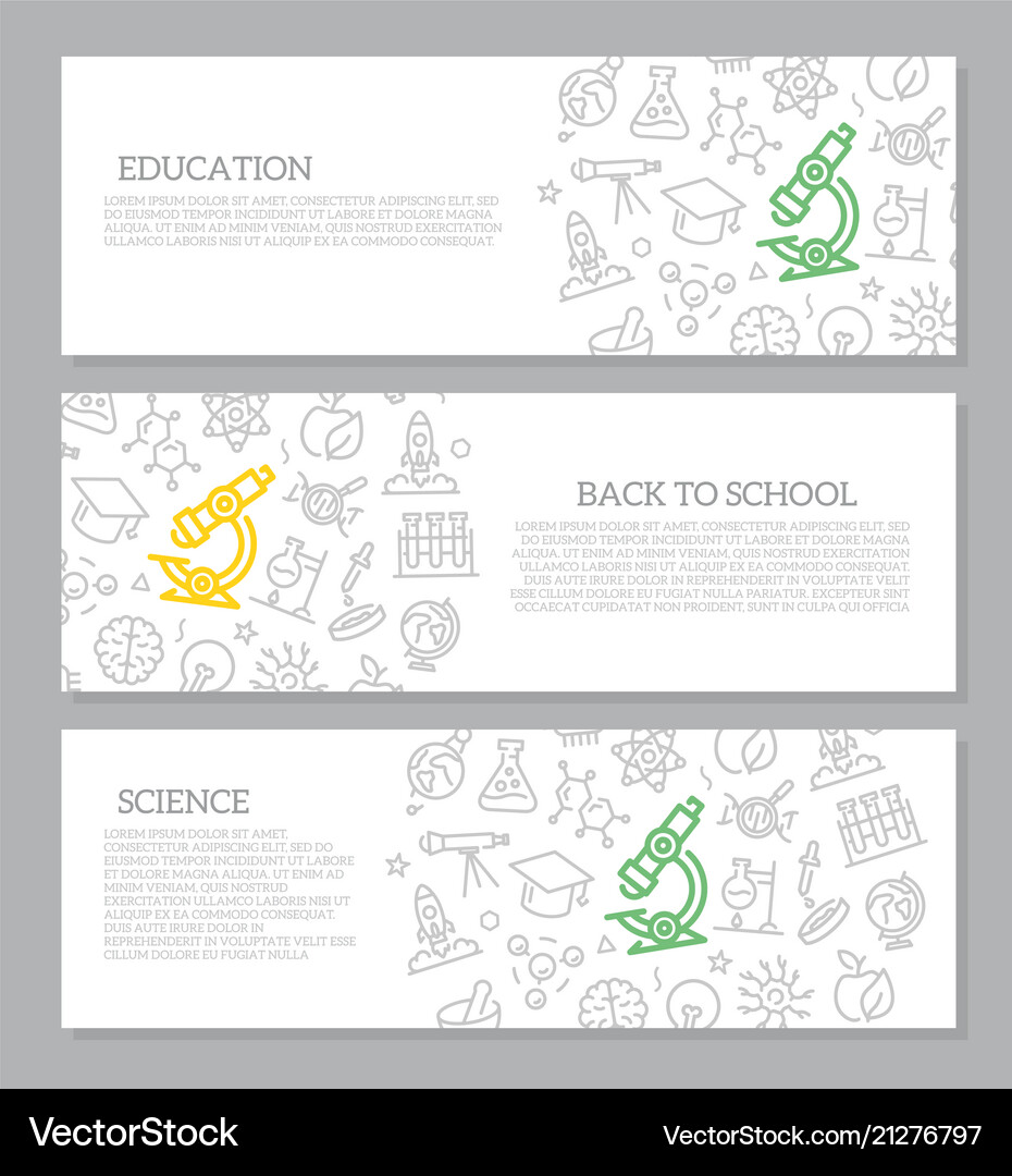 Set of science and research horizontal Royalty Free Vector
