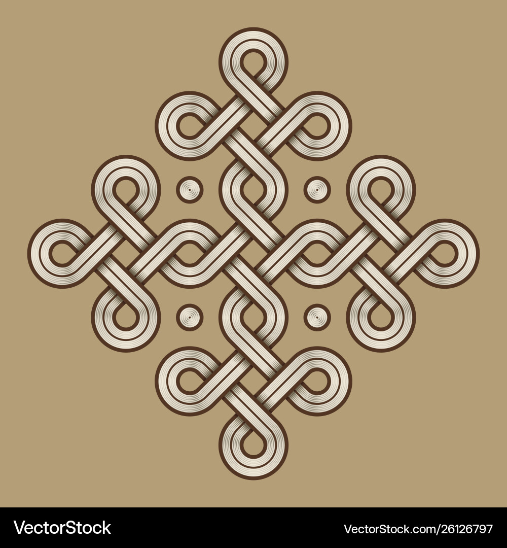 Viking decorative knot - engraved - ring cross Vector Image