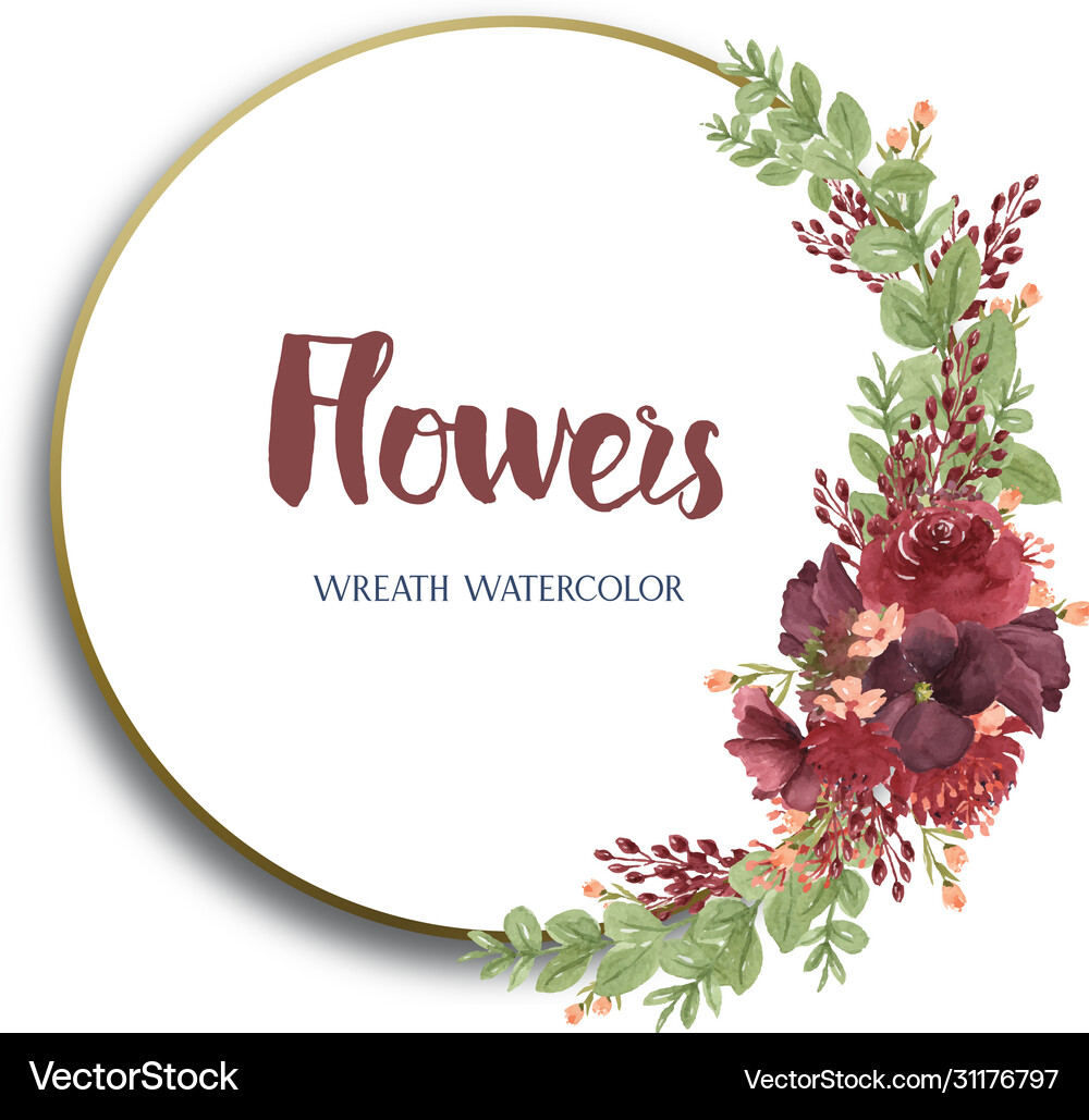 Watercolor florals with text frame border lush Vector Image