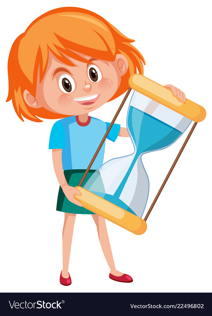 A Girl Holding Hourglass Royalty Free Vector Image