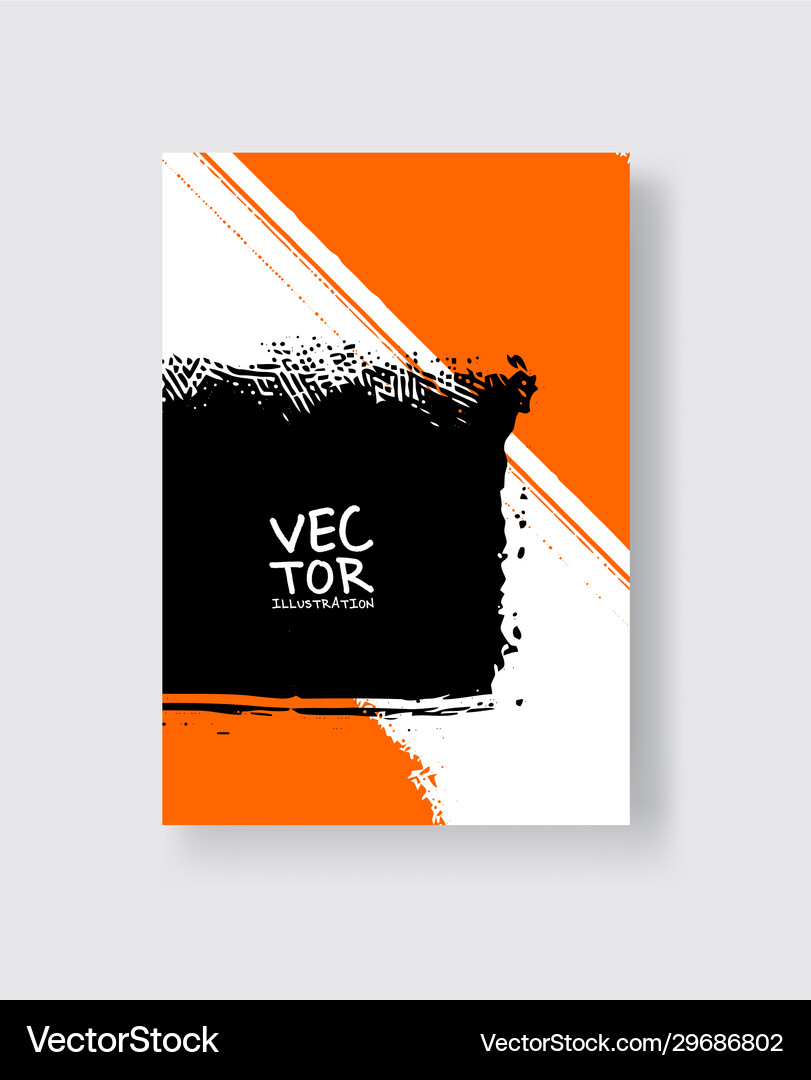 Black orange ink brush stroke on white background Vector Image