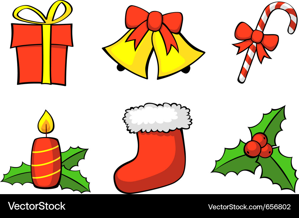 Christmas Stockings and Symbols Royalty Free Vector Image