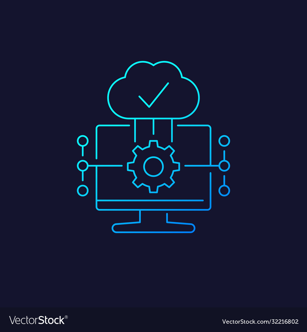 Cloud computing software icon linear Royalty Free Vector