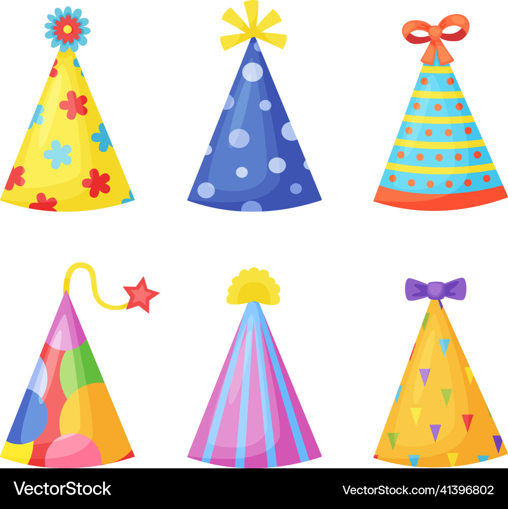 Colored hats for birthday party celebration Vector Image