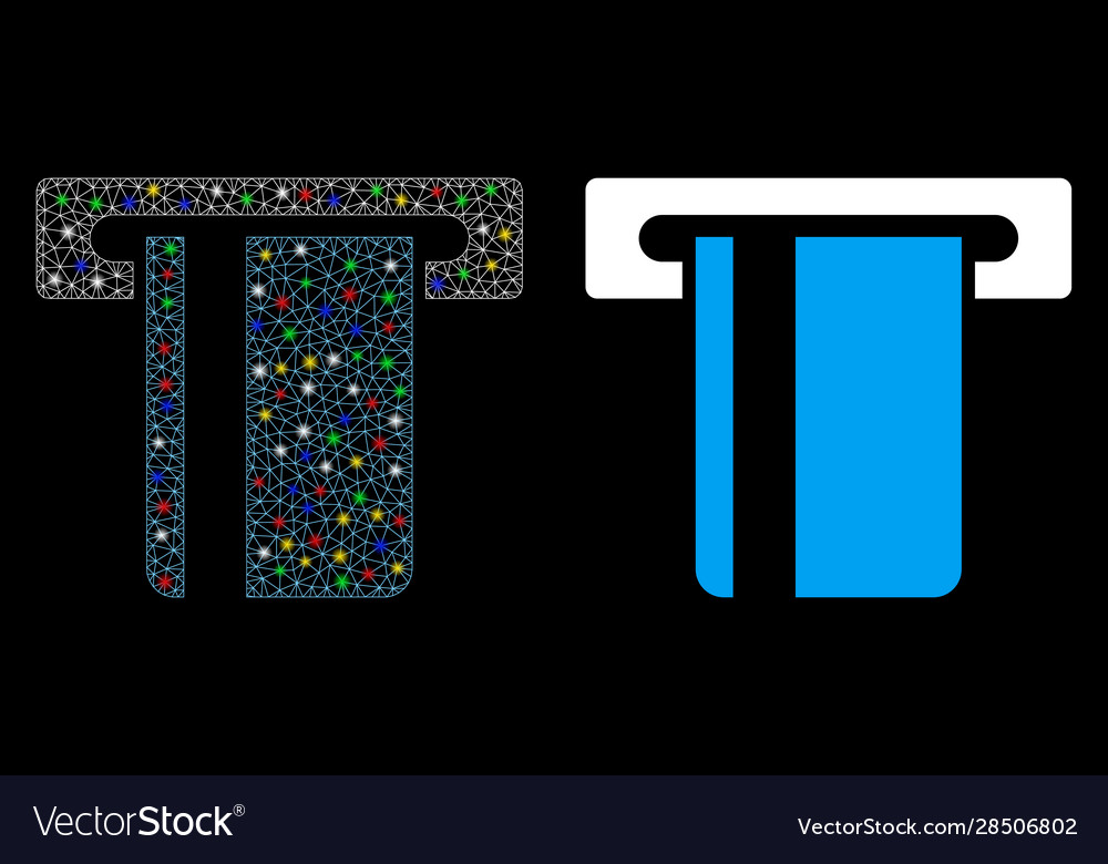 Glossy mesh wire frame atm terminal icon Vector Image Glossy mesh wire frame atm terminal icon Vector Image