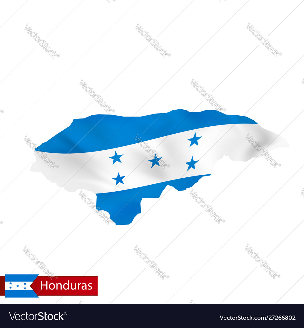 Honduras map with waving flag country Royalty Free Vector