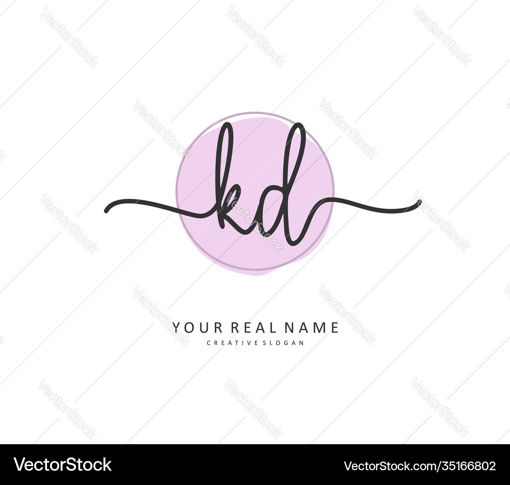 Kd initial letter handwriting and signature logo Vector Image