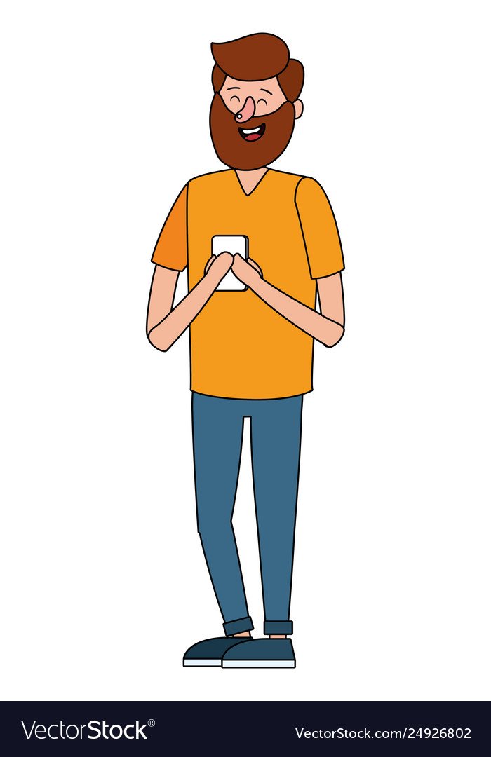 Man using technology device Royalty Free Vector Image