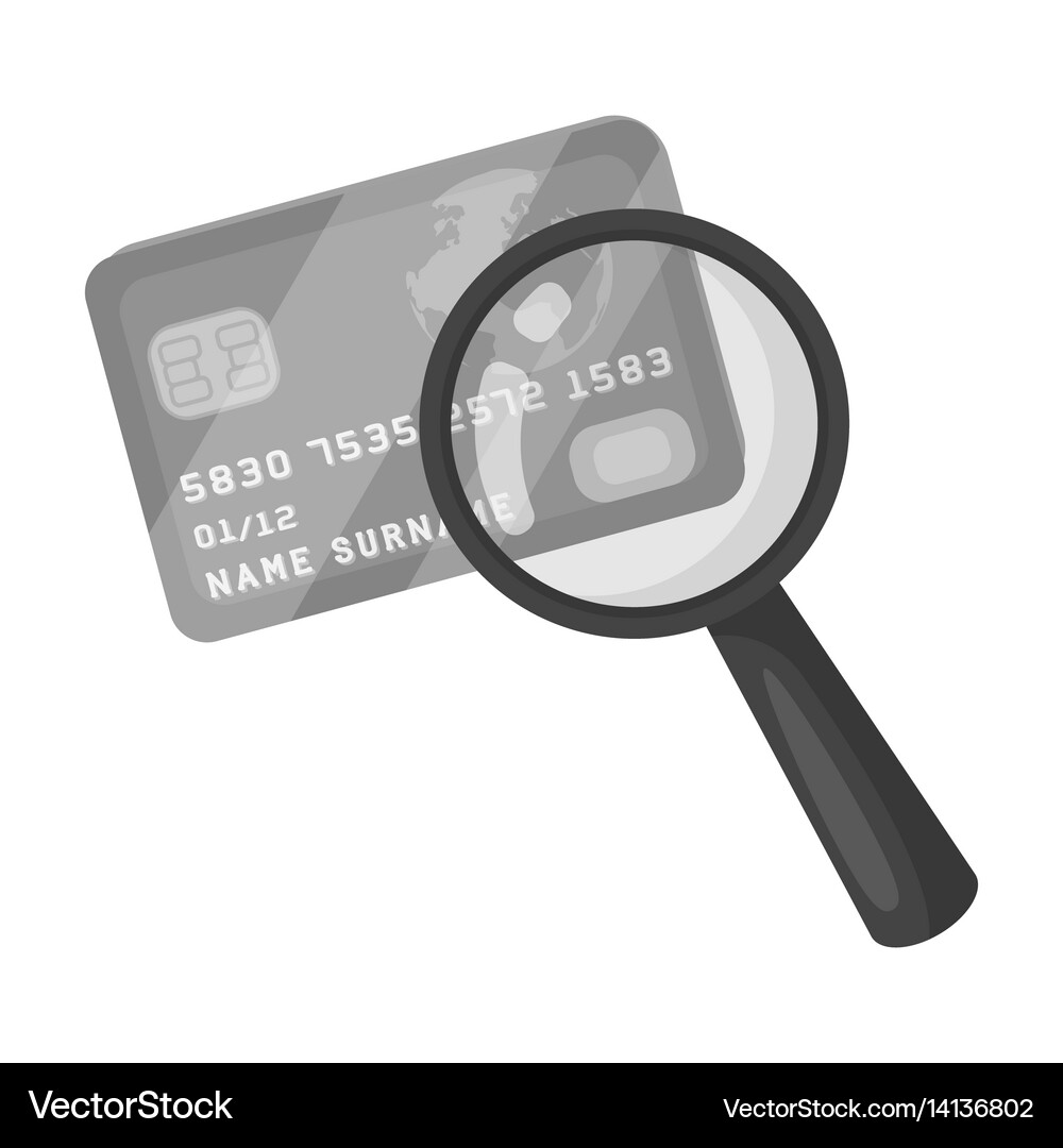 Plastic credit card with a magnifying glass Vector Image