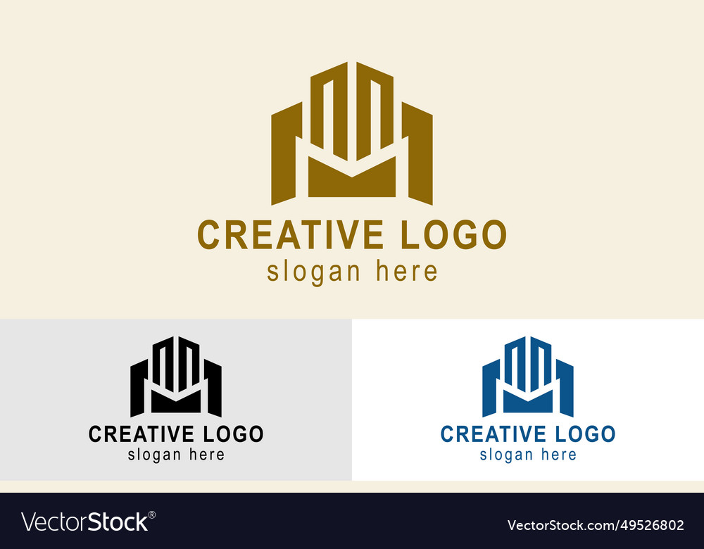 Real estate logo letter m with building simple Vector Image Real estate logo letter m with building simple Vector Image