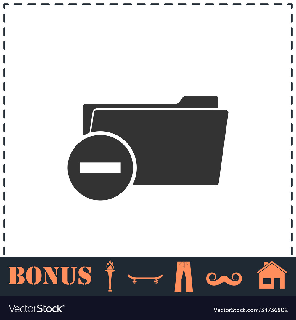 Remove folder icon flat Royalty Free Vector Image