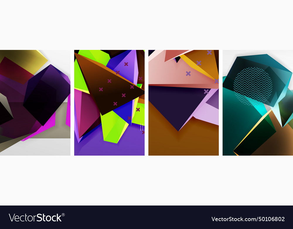 Trendy low poly 3d triangle shapes and other Vector Image