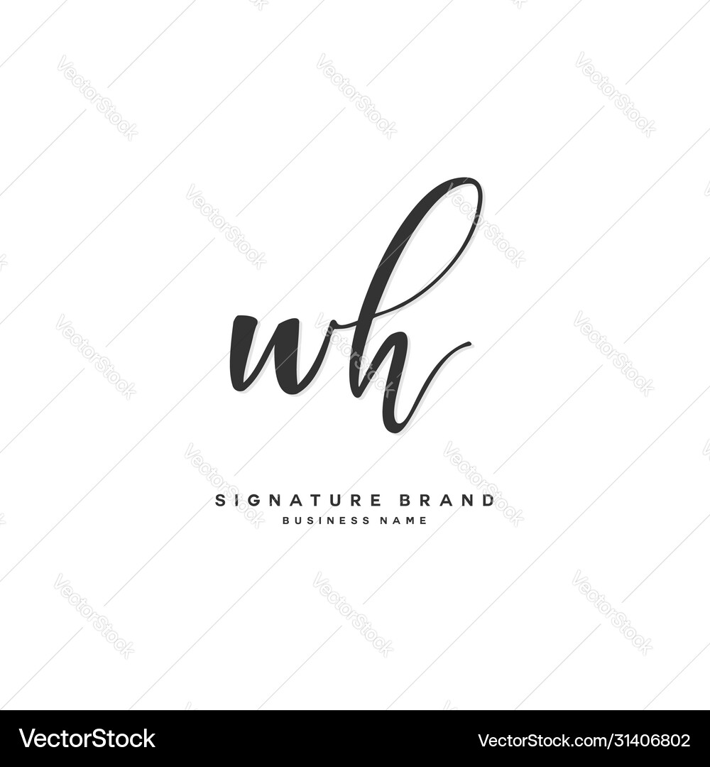 W h wh initial letter handwriting and signature Vector Image