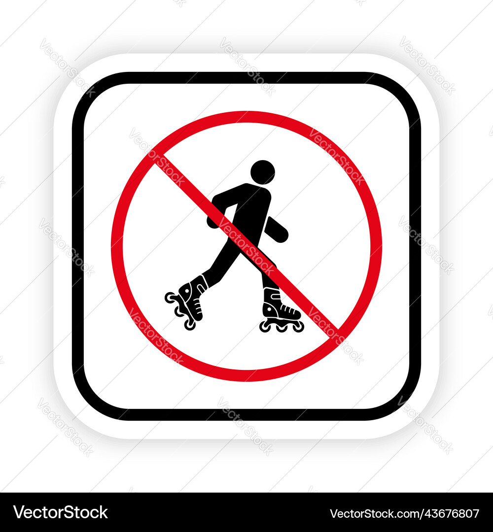 Ban entry in roller skate black silhouette icon Vector Image