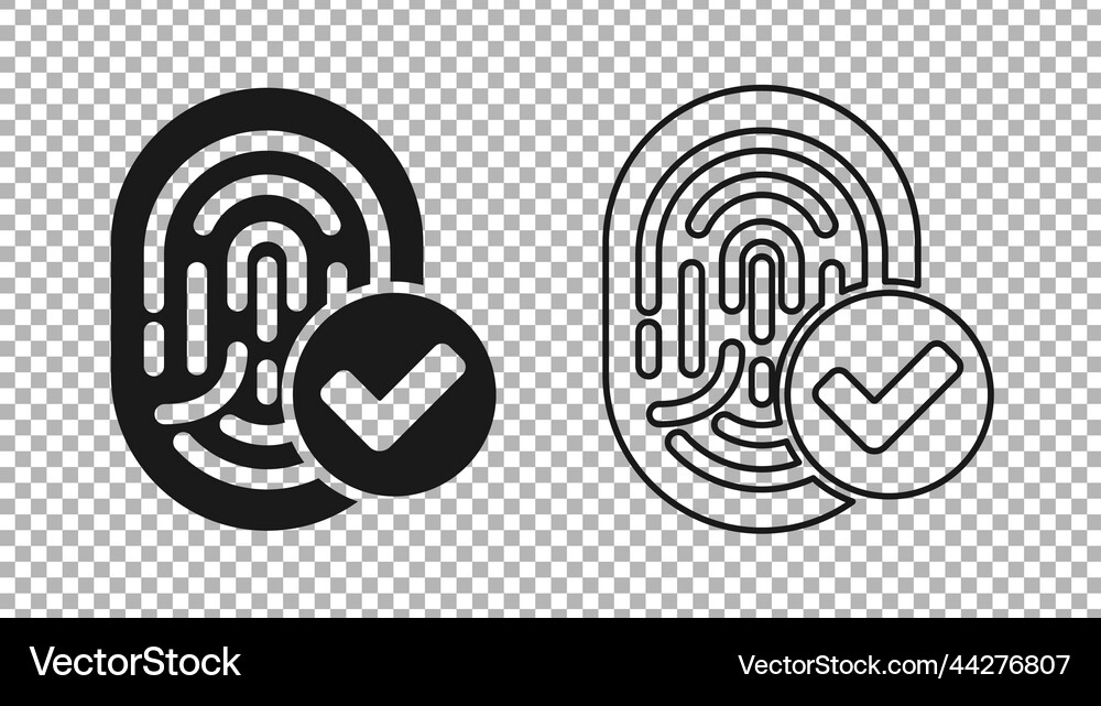 Black fingerprint icon isolated on transparent Vector Image