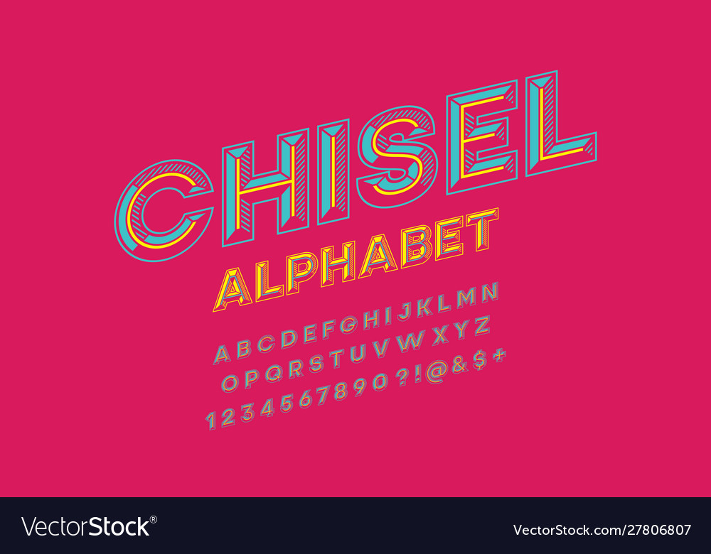 Chisel font Royalty Free Vector Image - VectorStock