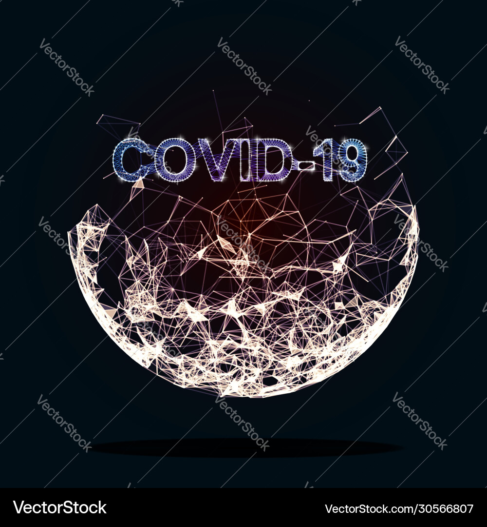 Corona virus 3d polygonal text covid-19 virus Vector Image