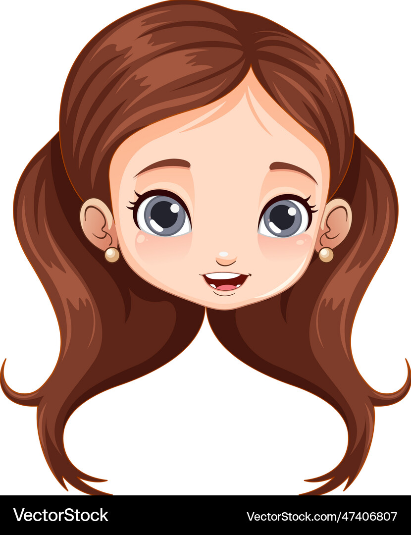 Cute girl head cartoon Royalty Free Vector Image