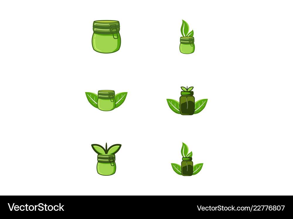 Green jar and leaf designs inspiration isolated Vector Image