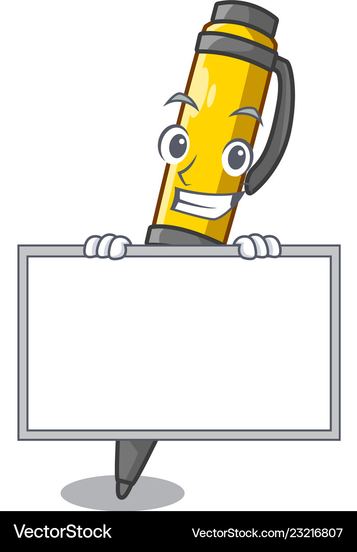 Grinning with board pen shape that on a cartoon Vector Image