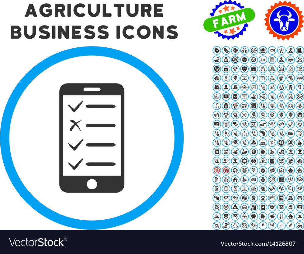 Mobile checklist rounded icon with set Royalty Free Vector Mobile checklist rounded icon with set Royalty Free Vector