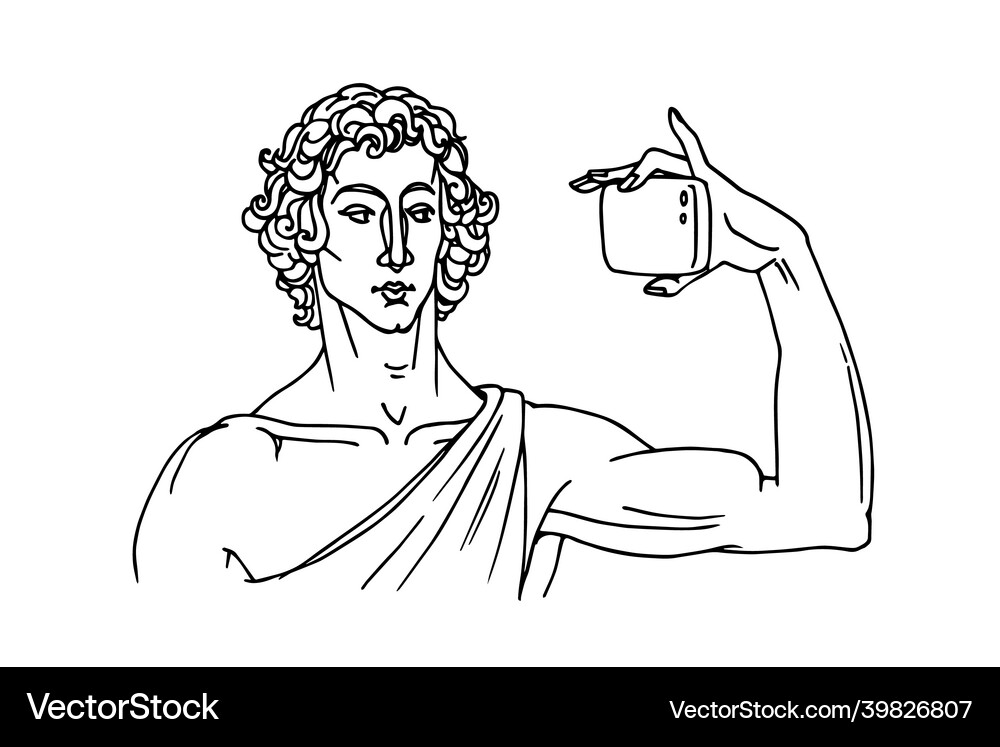 Narcissist with a smartphone taking selfie Vector Image