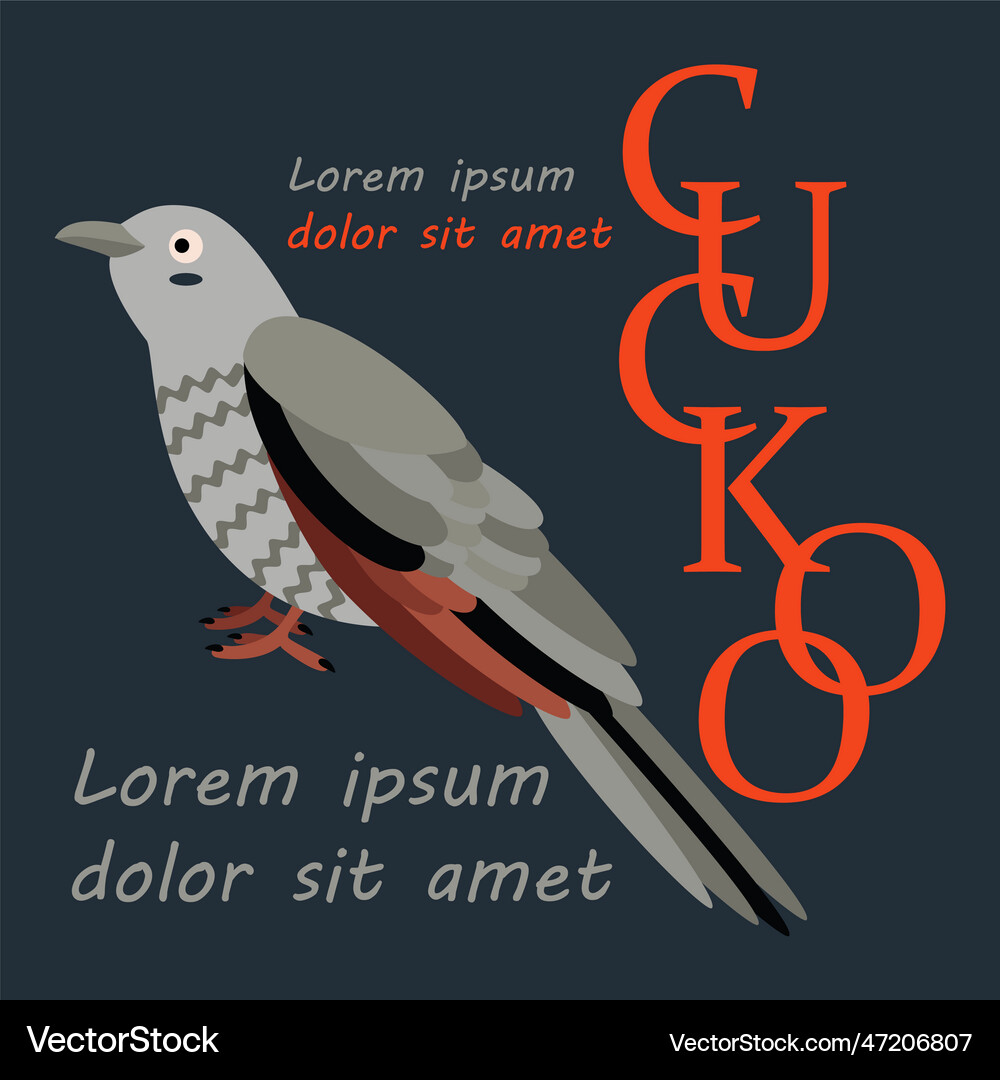 Poster banner with cuckoo bird and text Royalty Free Vector