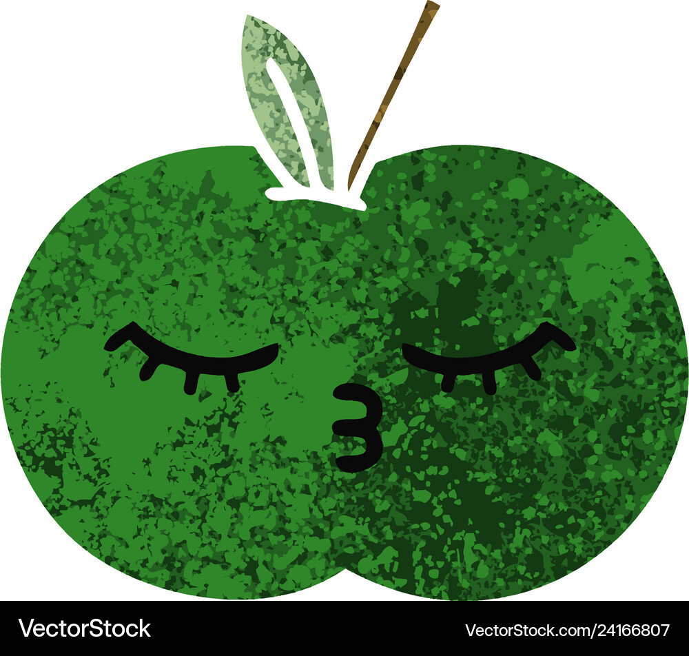 Retro style cartoon juicy apple Royalty Free Vector Image