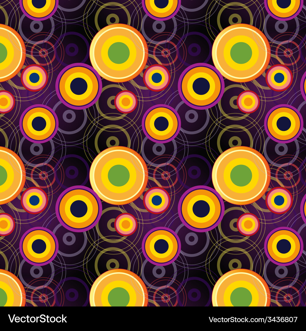 Seamless pattern of circles on a purple background
