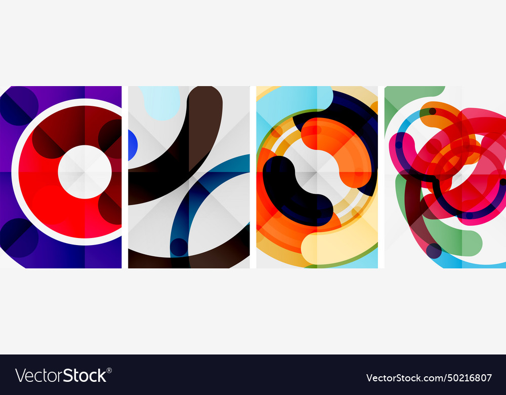 Set of line design circle posters Royalty Free Vector Image