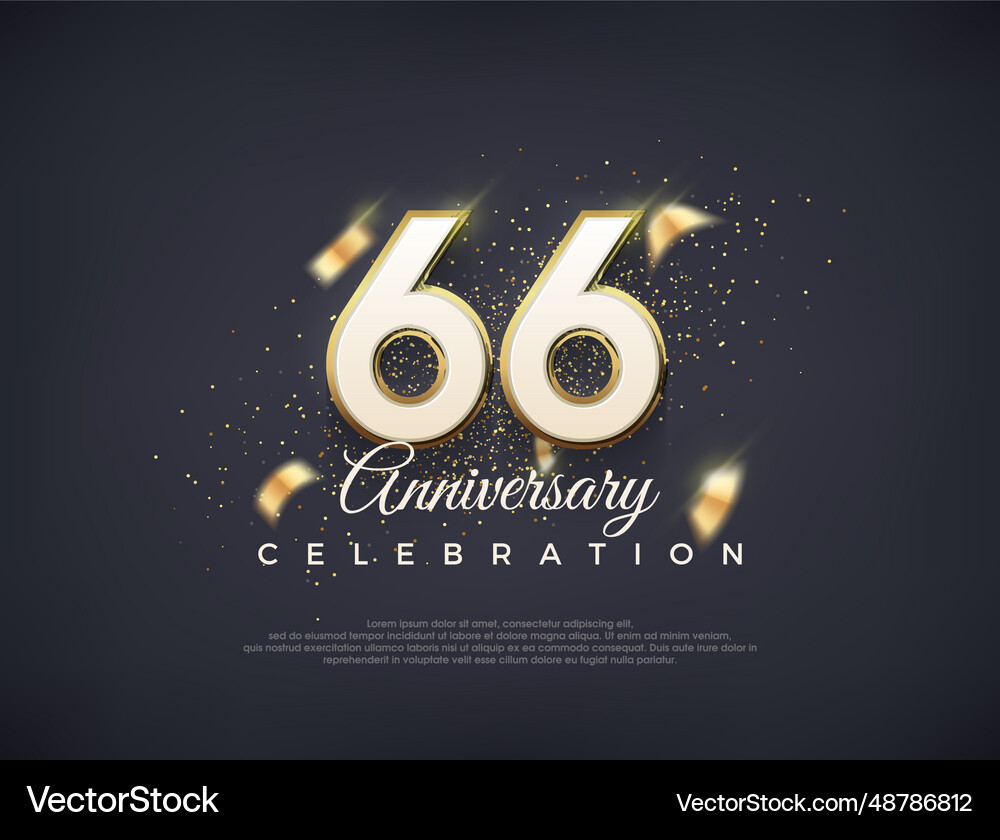 66th anniversary number with fancy numerals Vector Image