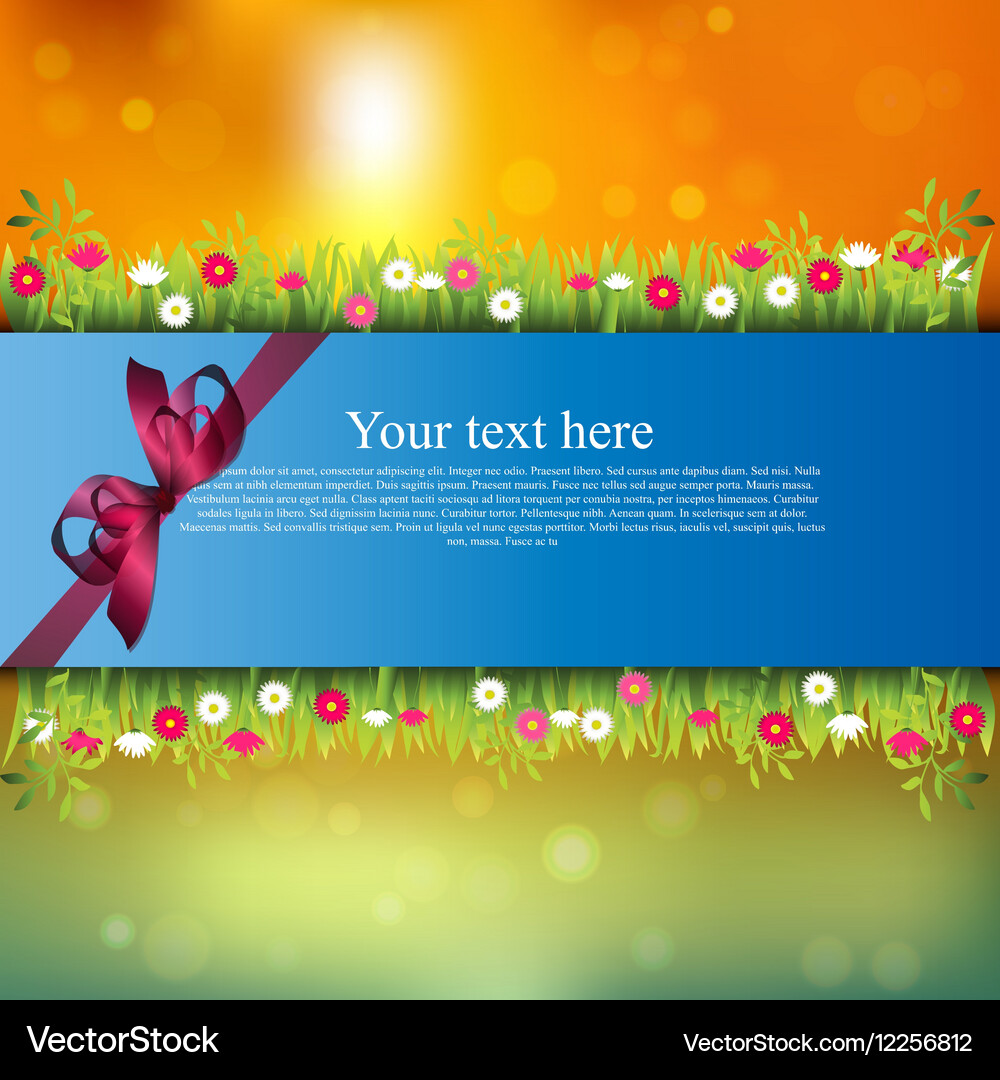 Banner with grass and flowers Royalty Free Vector Image