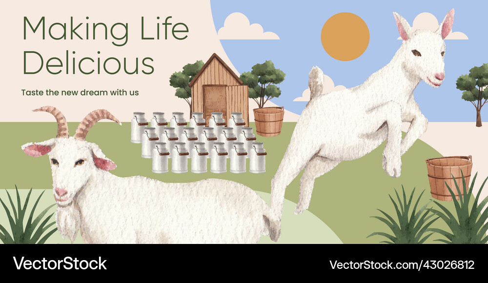 Blog header template with goat milk and cheese Vector Image