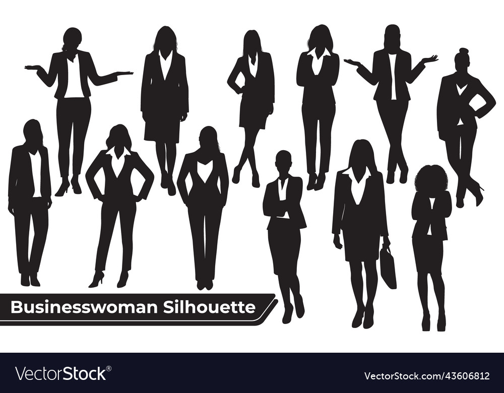 Collection of business woman silhouettes Vector Image