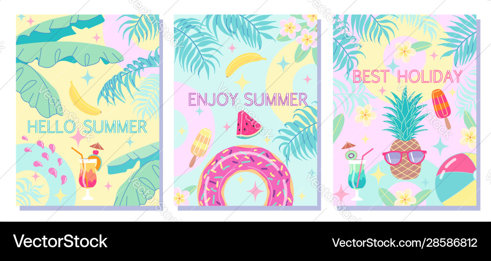 Colorful summer backgrounds banner set Royalty Free Vector