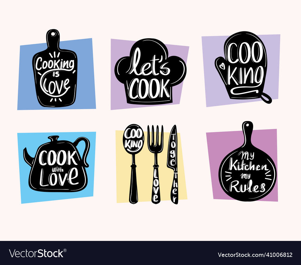 Cooking & Kitchen Labels Royalty Free Vector Image