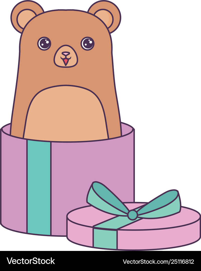 Cute bear animal in gift box Royalty Free Vector Image