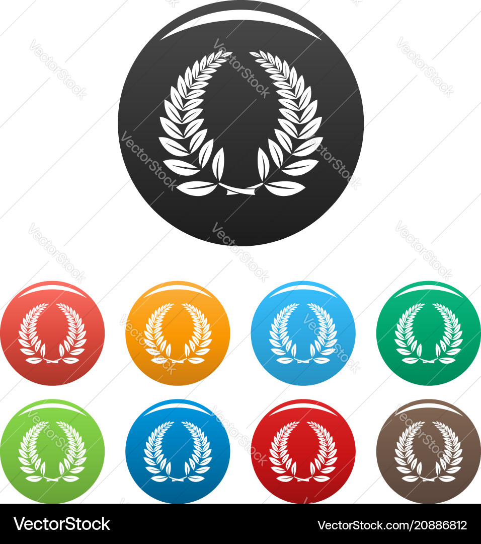Laurel wreath icons set color Royalty Free Vector Image