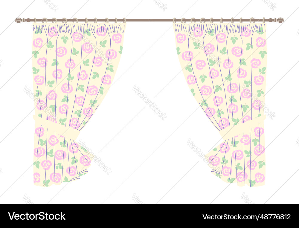 Light curtains with minimalist floral print Vector Image