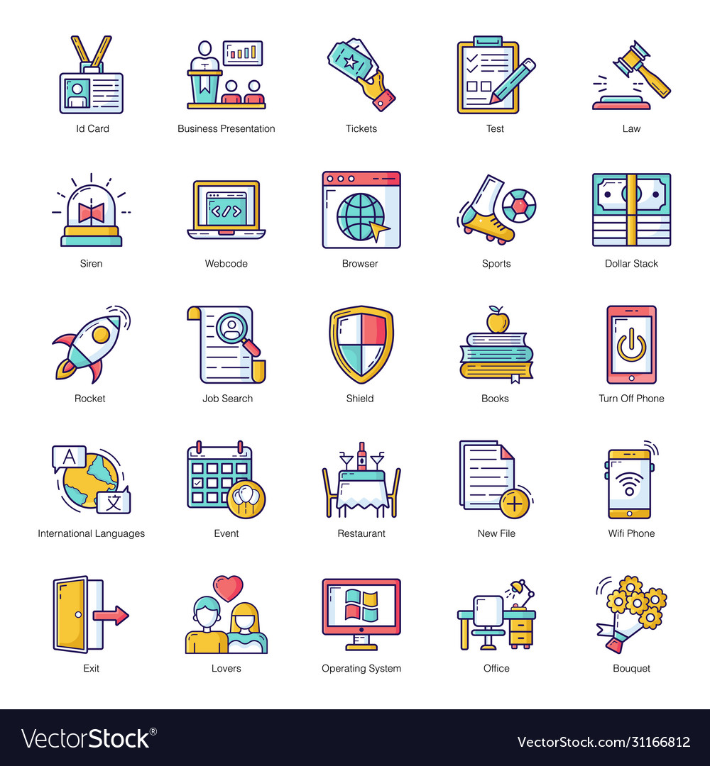 Pack business flat icons Royalty Free Vector Image